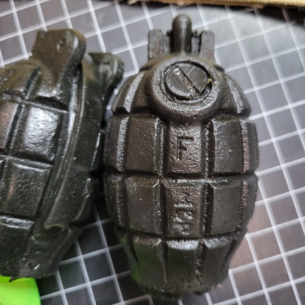 British Mills Bomb Hand Grenade – Black Rubber Reproduction – SERVICE OF SUPPLY