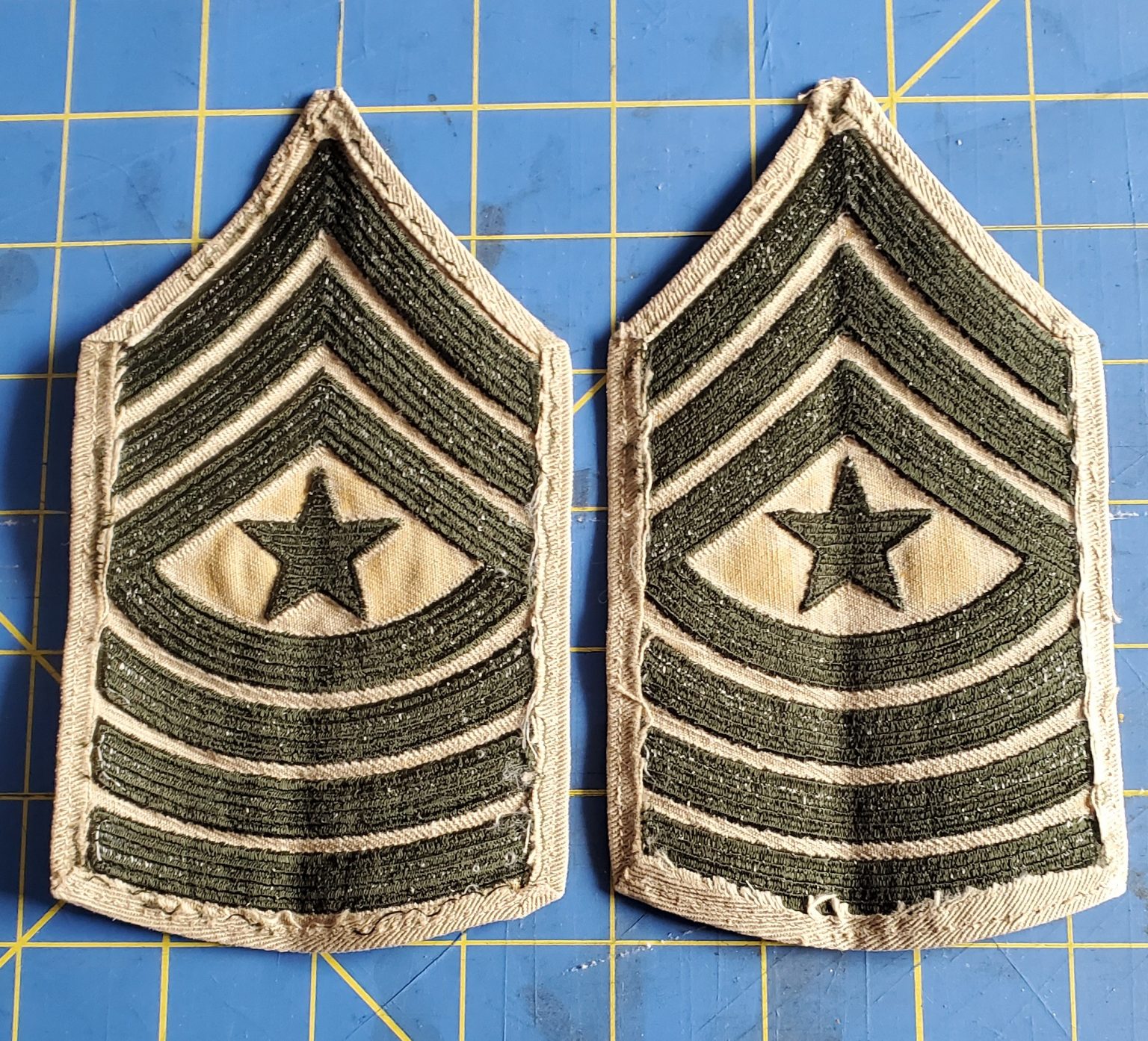 USMC Sergeant Major Rank Insignia – Khaki & Green – SERVICE OF SUPPLY USMC Sergeant Major Rank Insignia – Khaki & Green – SERVICE OF SUPPLY