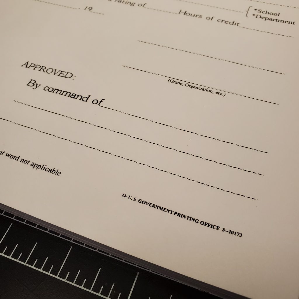 Army Extension Courses Certificate – SERVICE OF SUPPLY